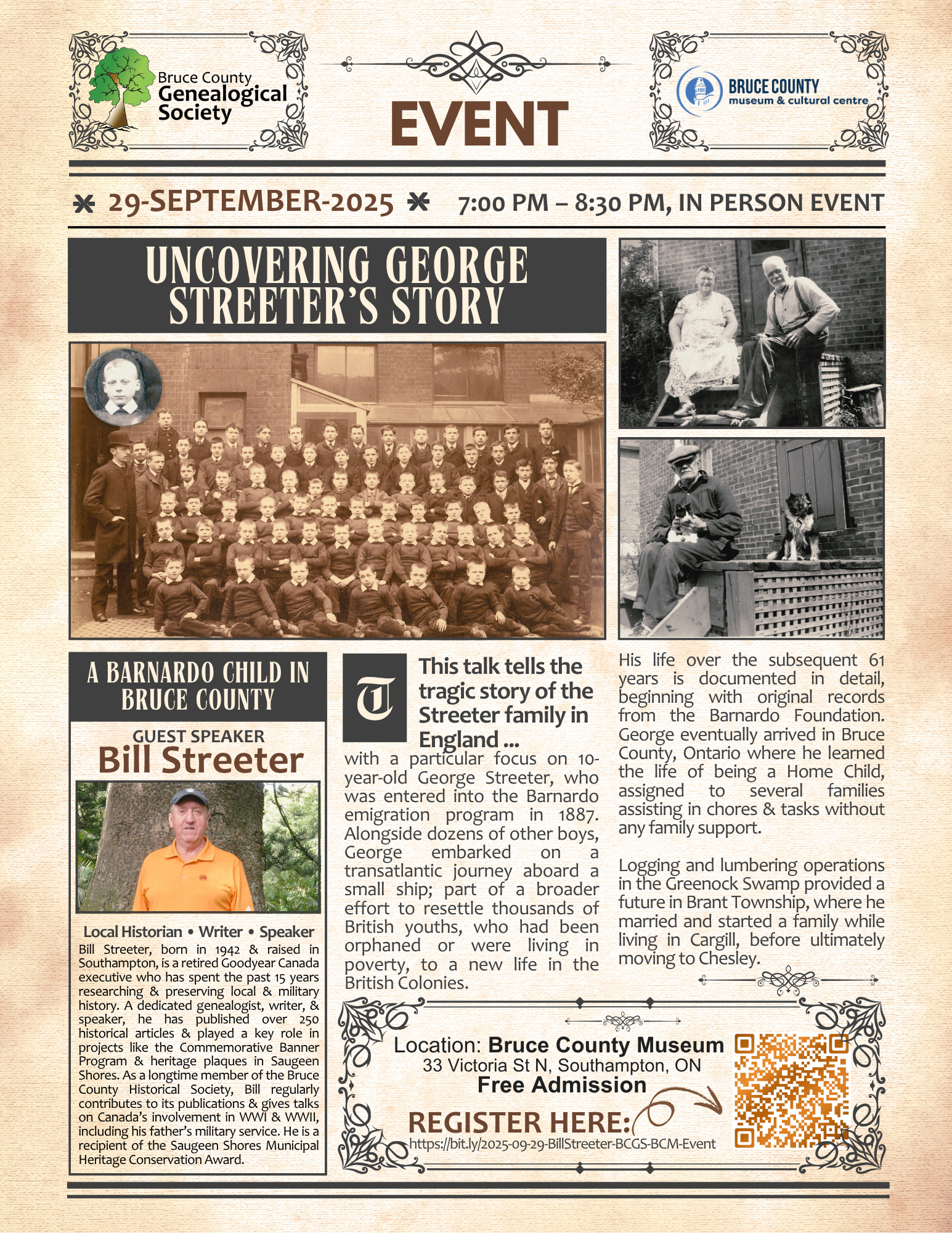September 29, 2025 Event – Bruce County Genealogical Society