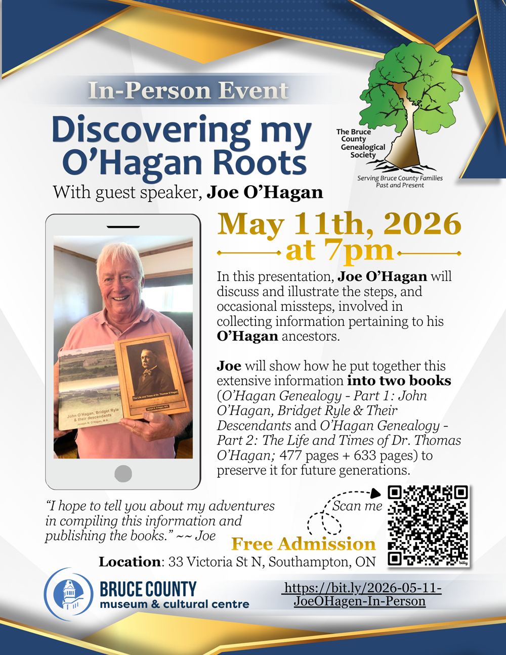 May 11, 2026, In-Person Event – Bruce County Genealogical Society