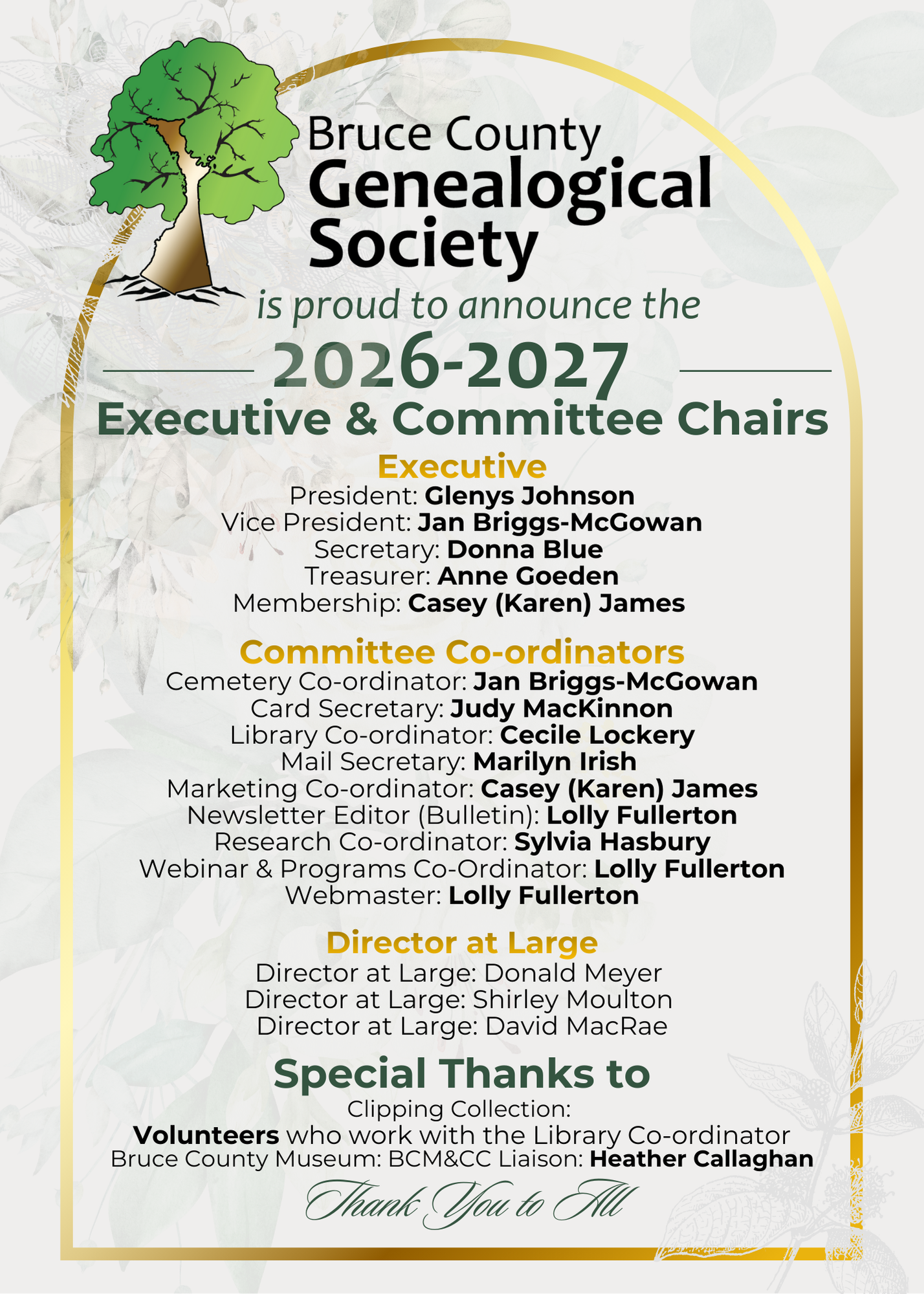 Please Welcome Our 2026–2027 Executive & Committee Chairs – Bruce ...